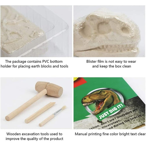 5 in 1 Dinosaur Dig Kit Digging and Excavation of Dino Skeleton and Fo ...